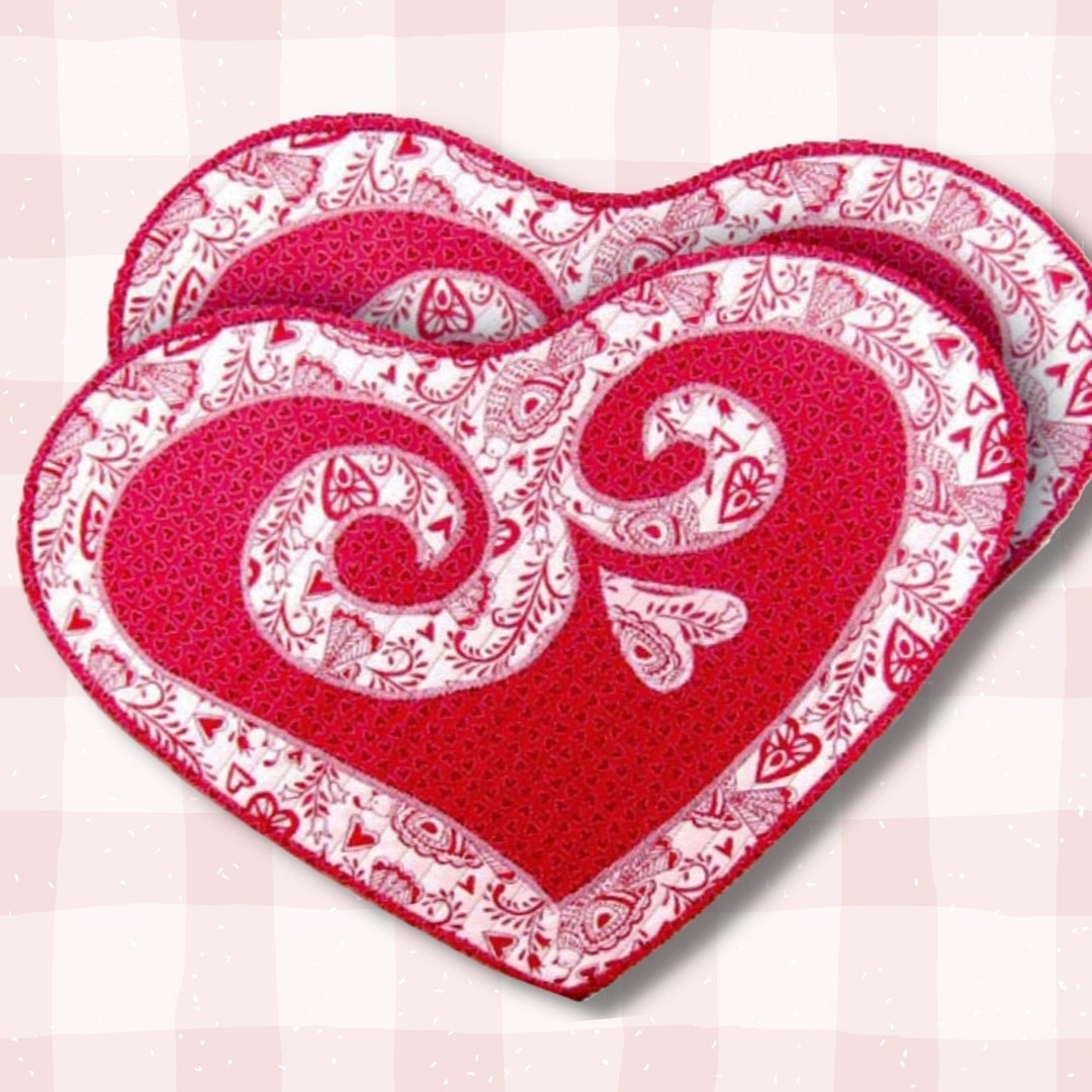 SWEET HEARTS Valentine's Day Quilted Placemats Pattern - Etsy