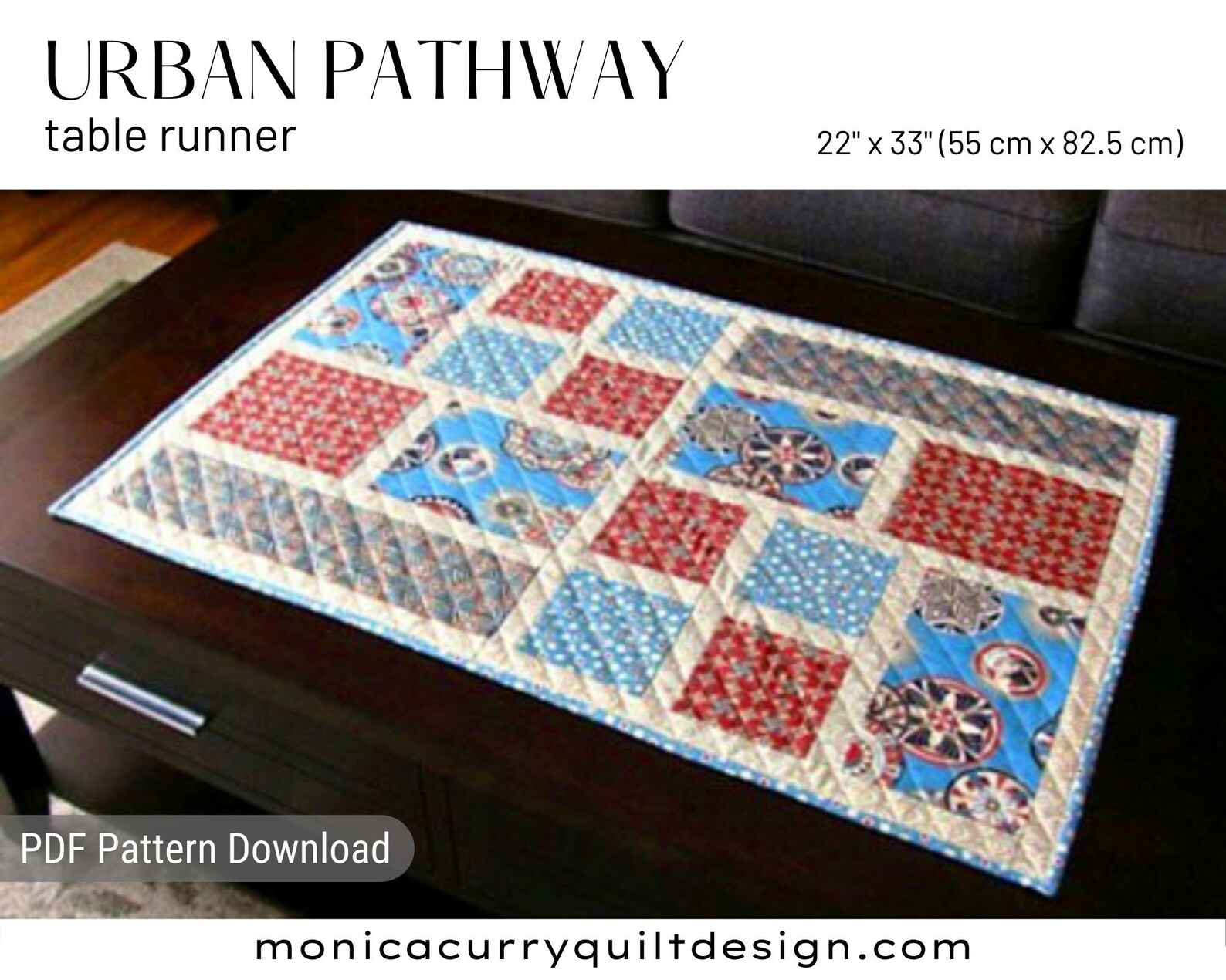 URBAN PATHWAY Quilted Table Runner Pattern 22 X - Etsy Canada