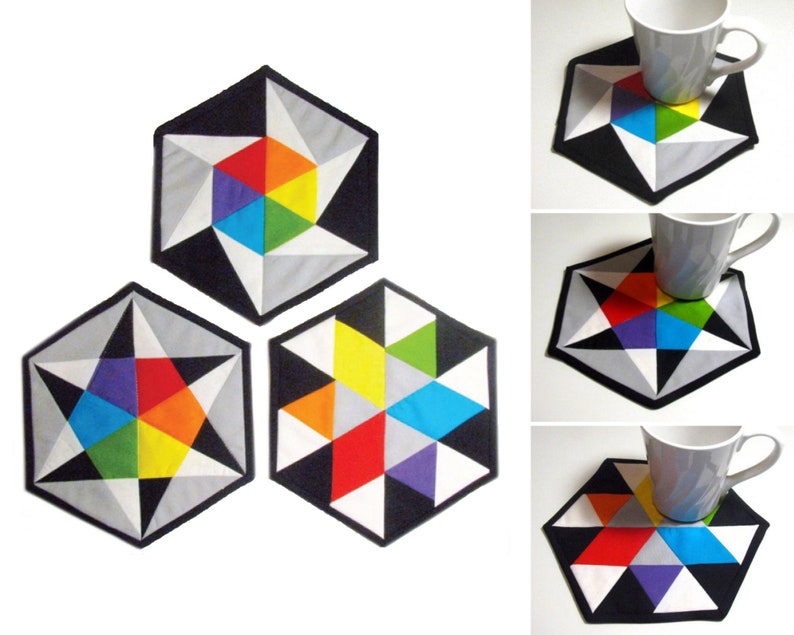 HEXAGON COLOR WHEEL Quilted Mug Rug Patterns 10 x | Etsy