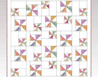 Modern Quilt Pattern split Pinwheels Baby Quilt to King Quilt Size ...