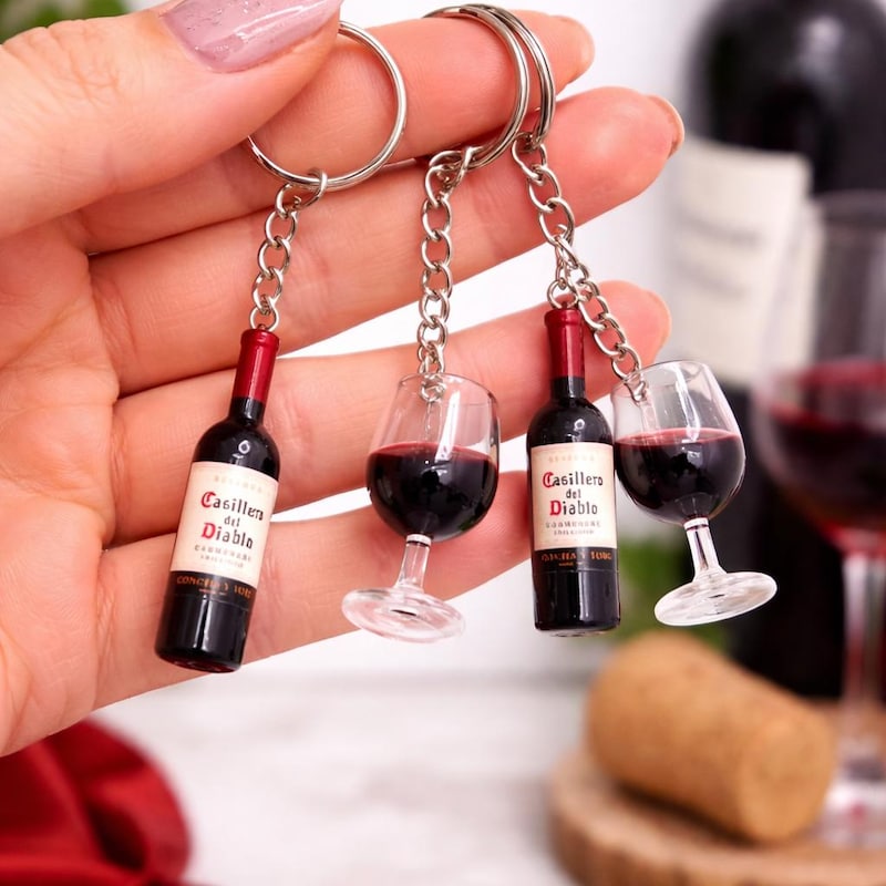 Mini Glass Bottle Keychains - Etsy