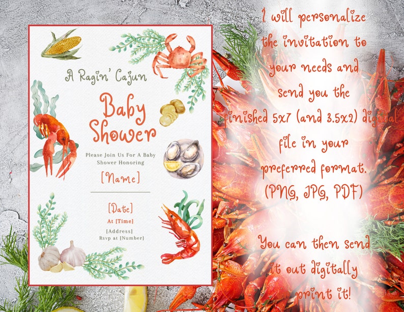 Personalized Ragin Cajun Baby Shower Invitation & Diaper Raffle Card ...