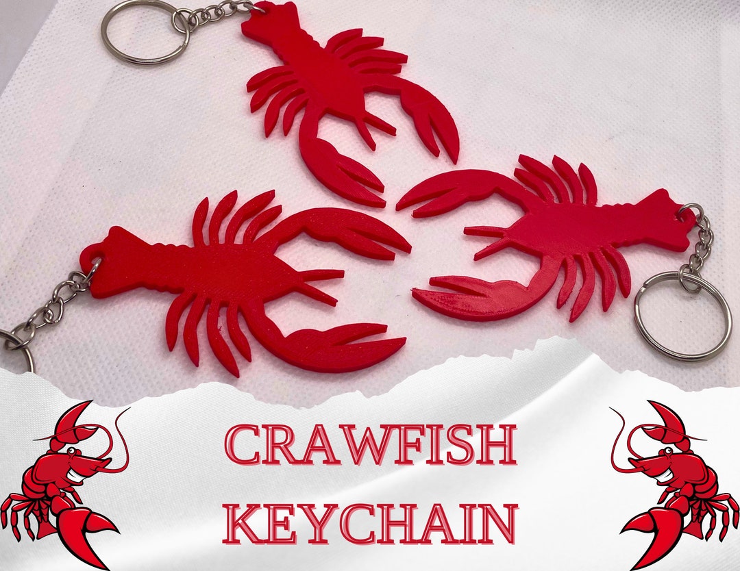 3D Printed Crawfish Keychain With Key Ring - Unique NOLA New Orleans ...