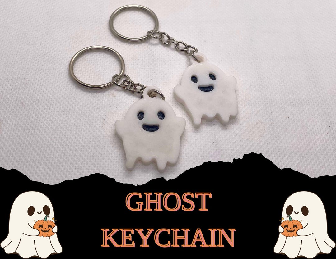 3D Printed Halloween Ghost Keychain With Key Ring - Etsy