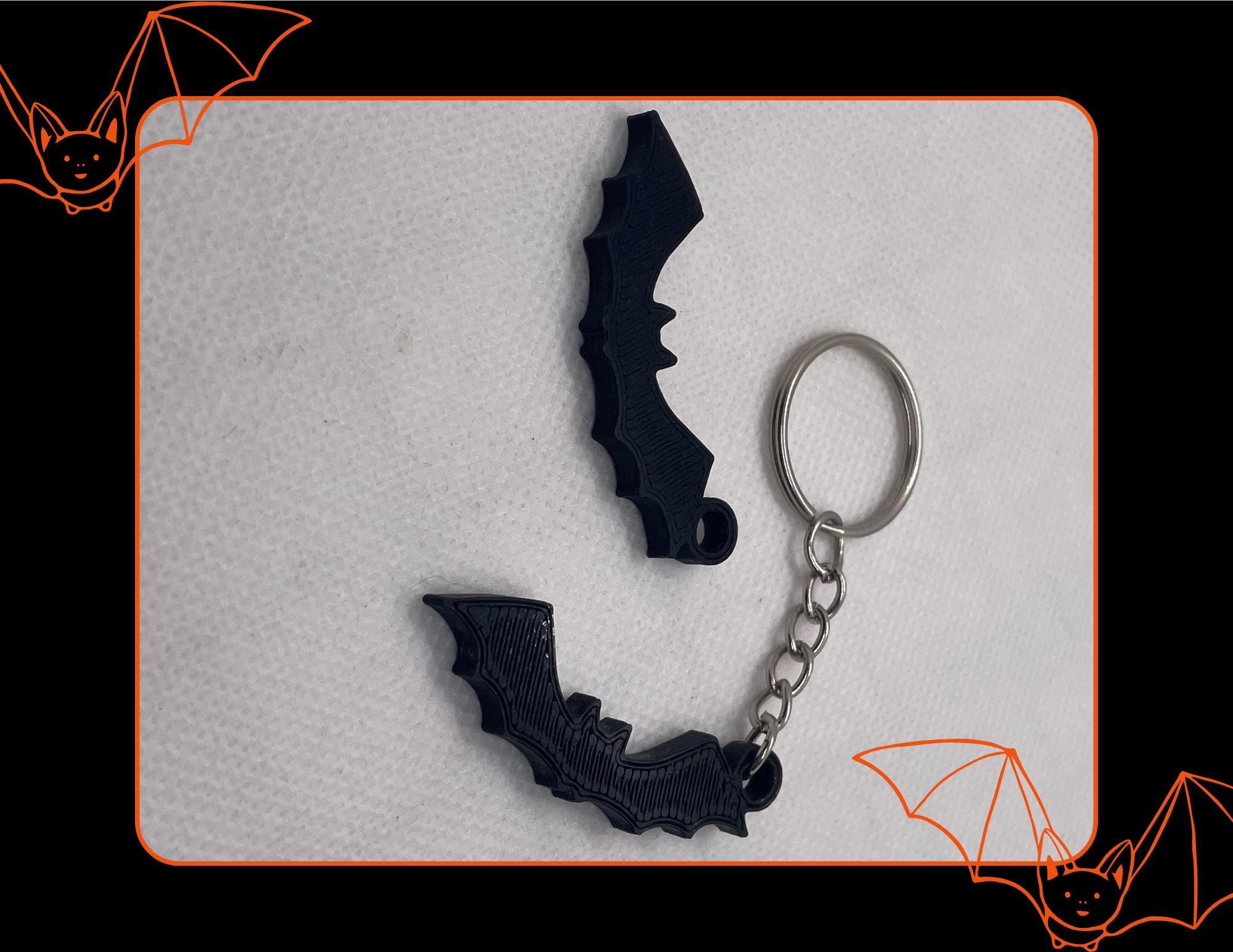 3D Printed Bat Halloween Keychain With Key Ring - Etsy