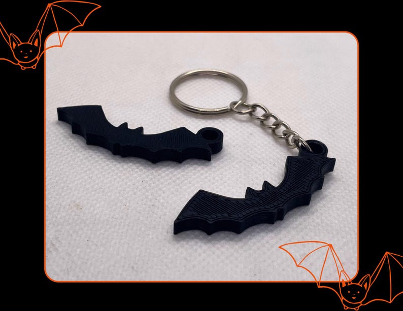 3D Printed Bat Halloween Keychain With Key Ring - Etsy