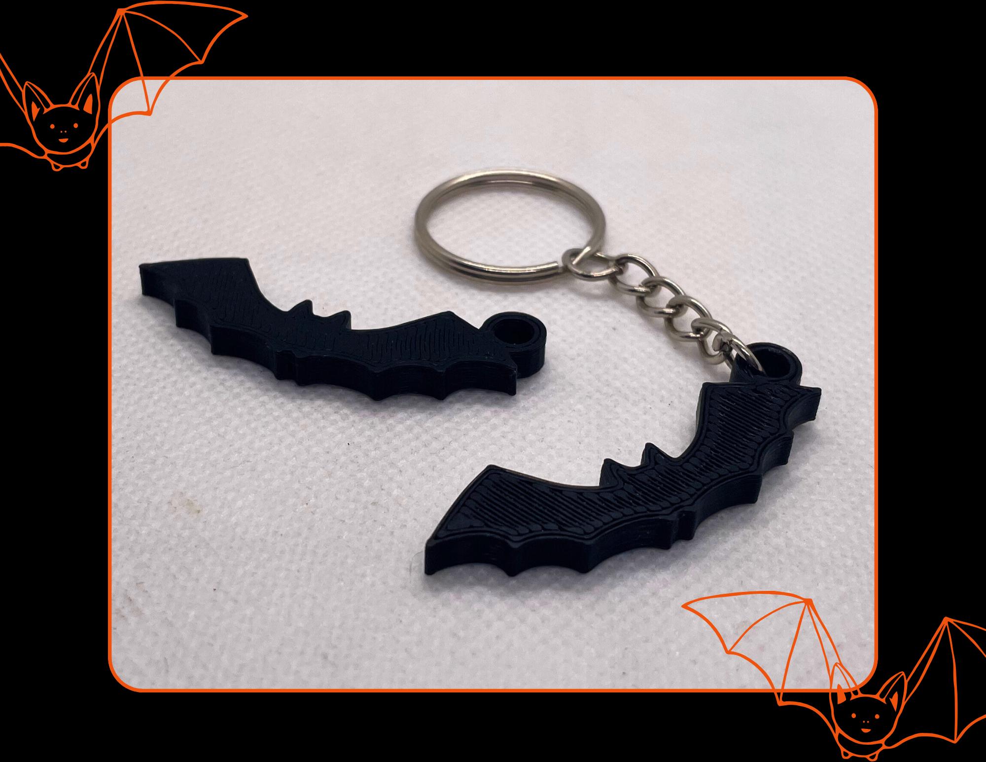 3D Printed Bat Halloween Keychain With Key Ring - Etsy
