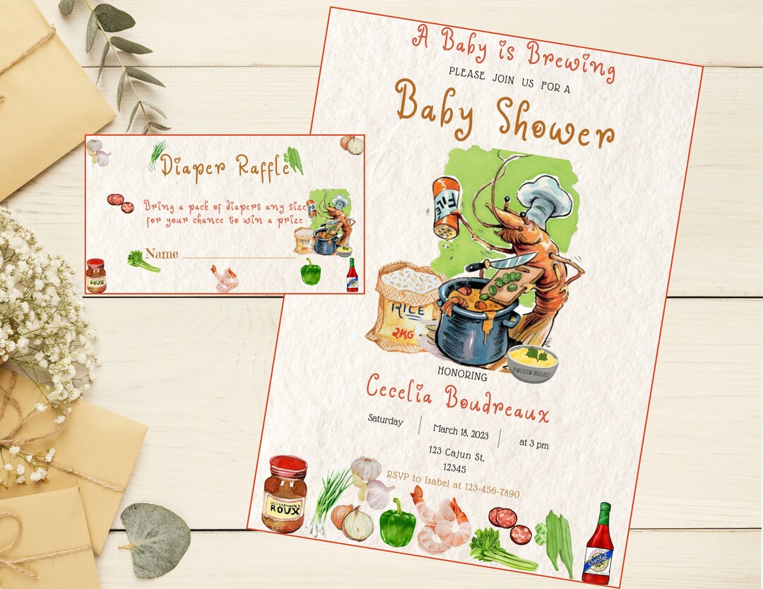 Personalized Gumbo Baby Shower Invitation & Diaper Raffle (digital ...