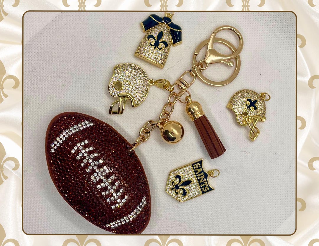 New Orleans Football Keychain With Key Ring - NOLA Black & Gold Saints ...