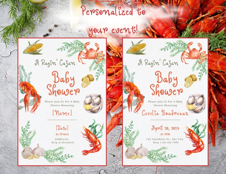 Personalized Ragin Cajun Baby Shower Invitation & Diaper Raffle Card ...