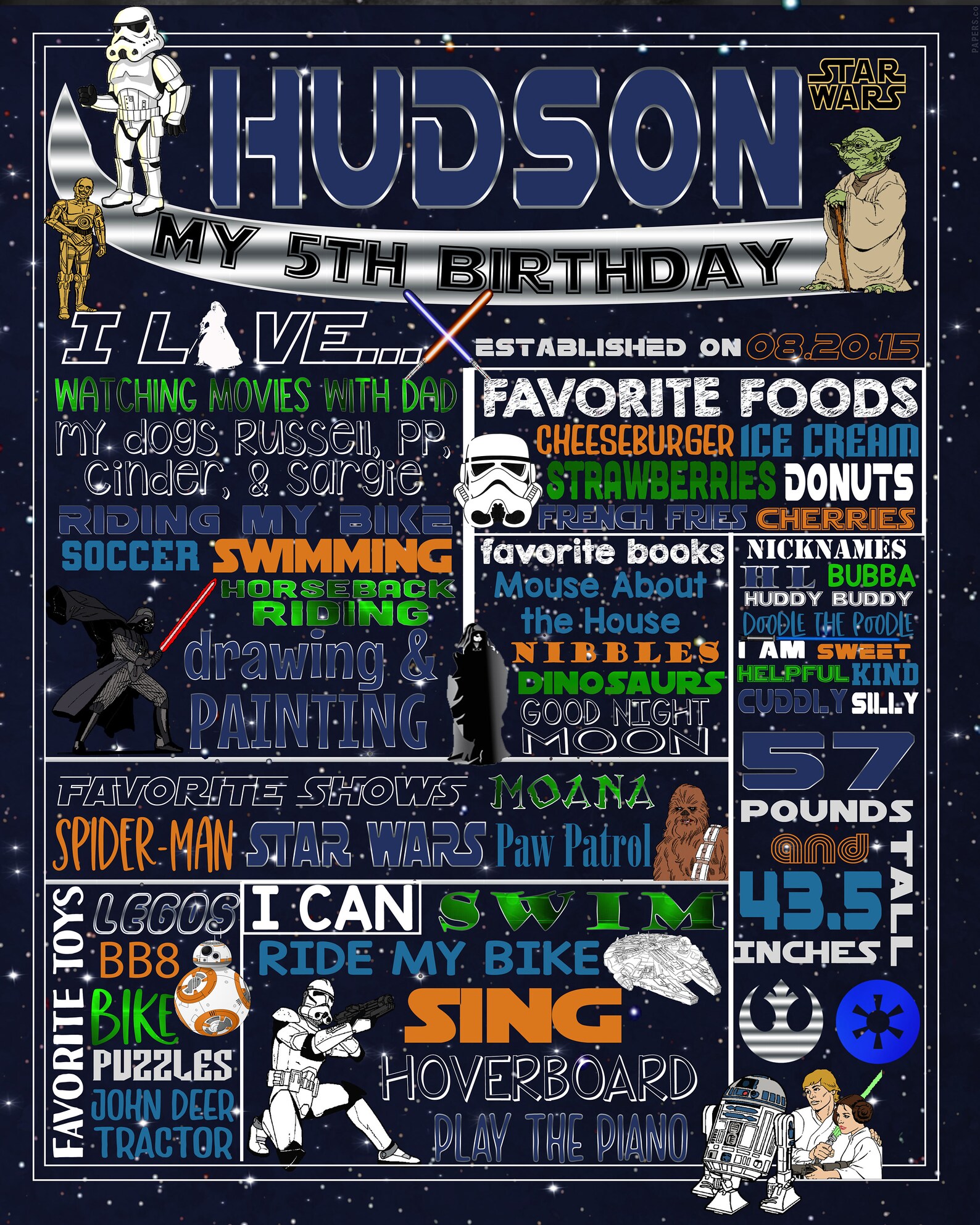 Star Wars Birthday Stat chalkboarddigital Poster | Etsy