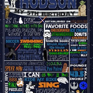 Star Wars Birthday Stat "chalkboard"(digital Poster) ANY COLORS - Etsy