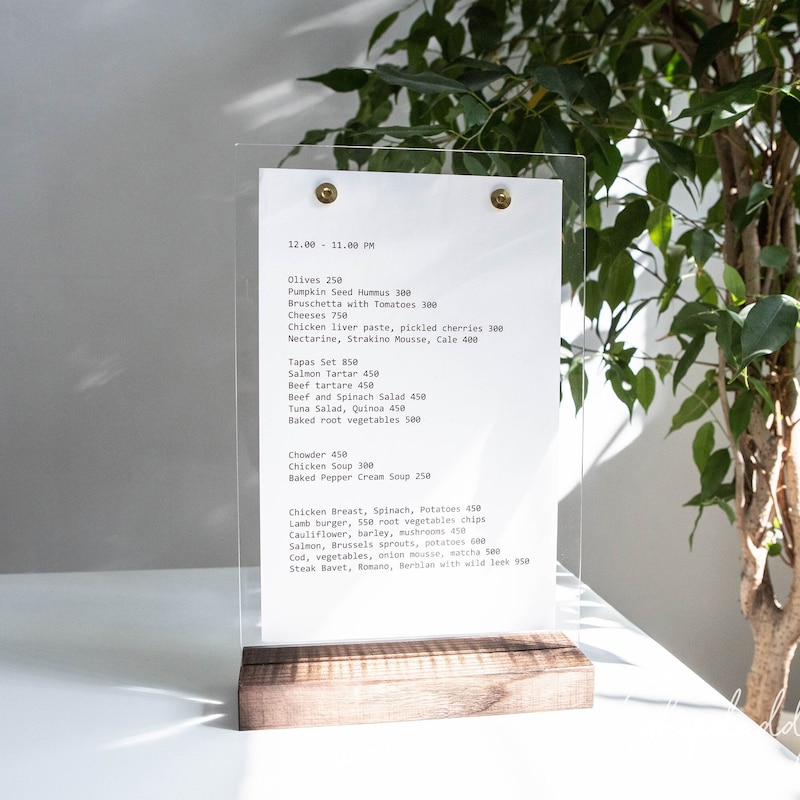 Acrylic Menus - Etsy