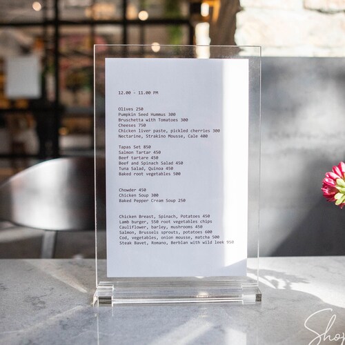 Acrylic Sign Holder Transparent Table Menu Wooden Stand - Etsy
