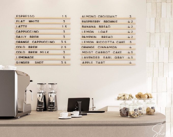 Wall Menu Board, Letter Board, Personalized Wall Menu, Cafe Wooden ...