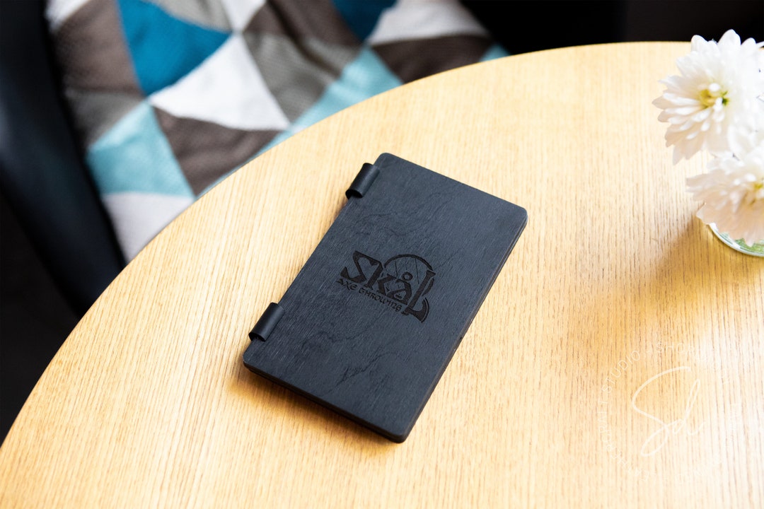 Personalized Wooden Bill Holder, Cafe Bar Check Holder, Leather Guest ...