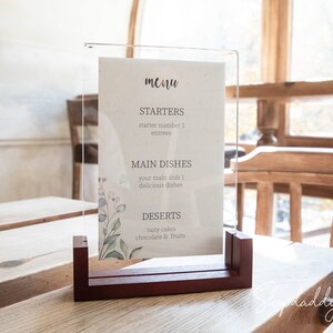 Acrylic Sign Holder, Transparent Table Menu, Wooden Stand Menu, Menu ...