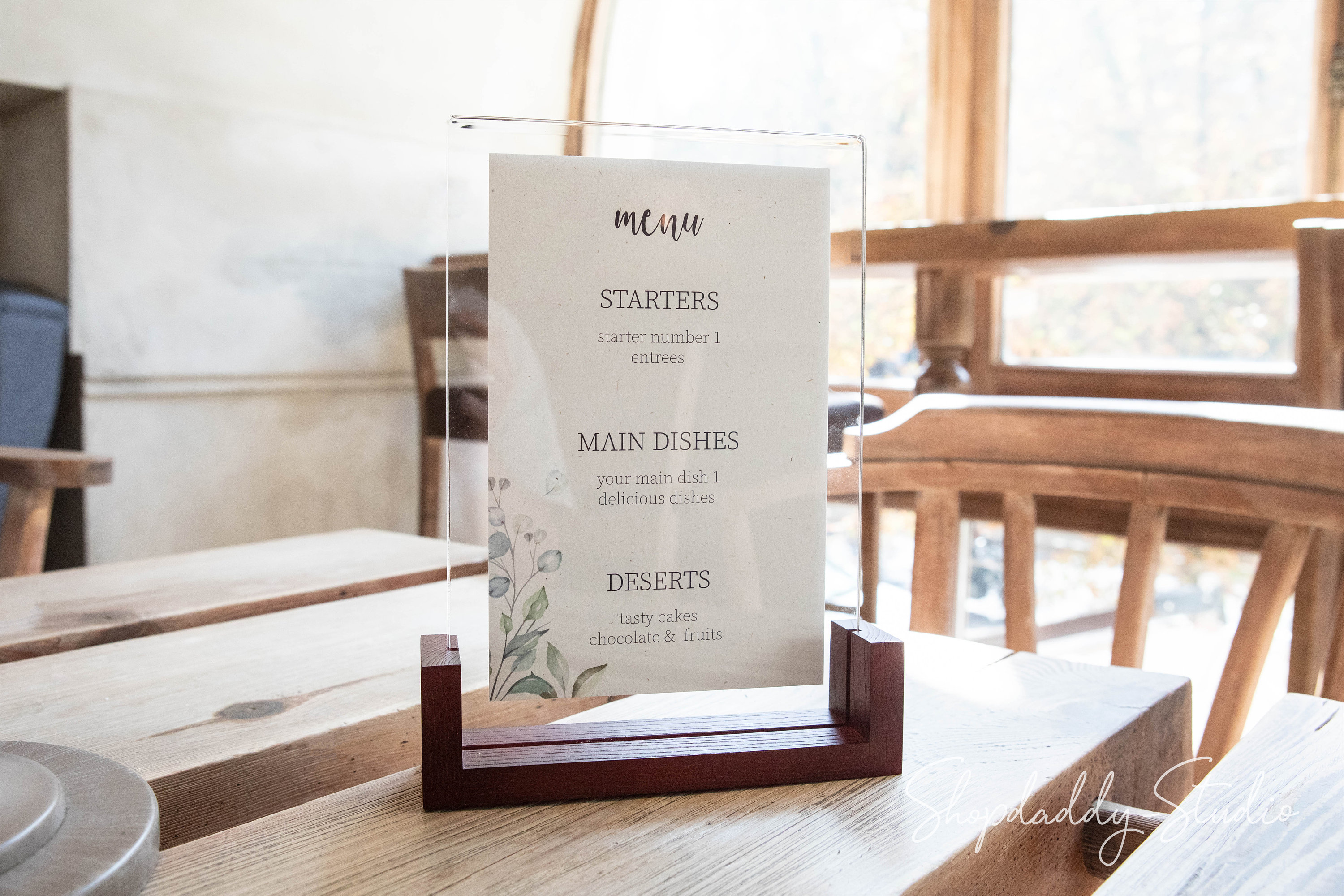 Acrylic Sign Holder Transparent Table Menu Wooden Stand - Etsy