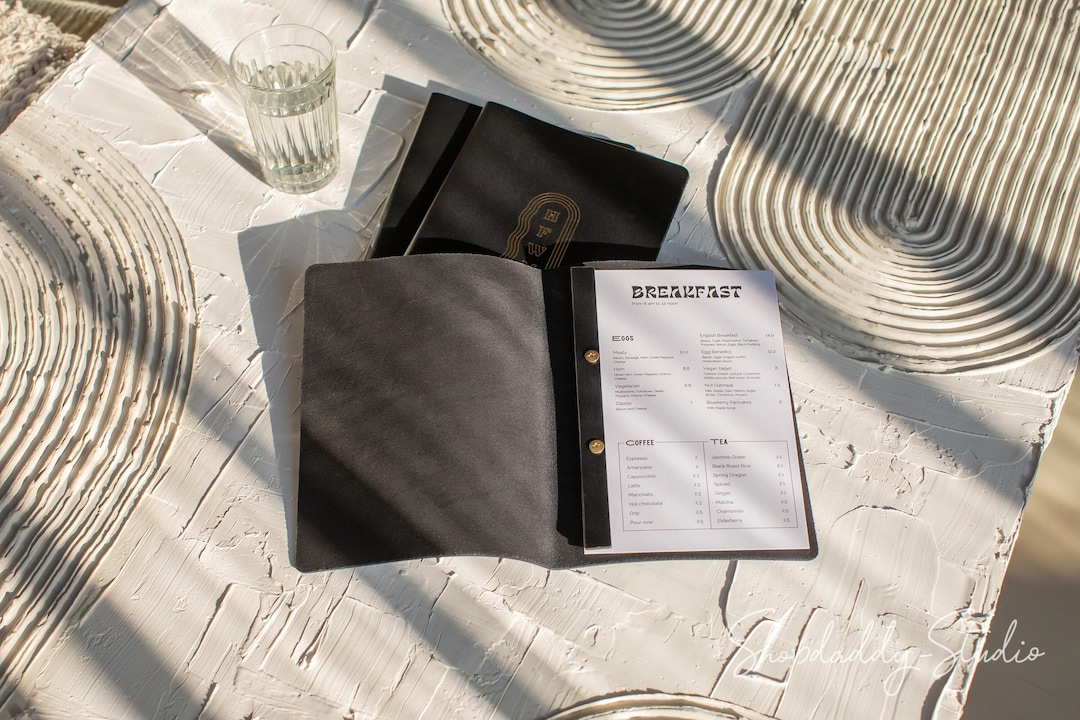 Custom Leather Menu Cover: Restaurant Menu Folder With Personalized ...