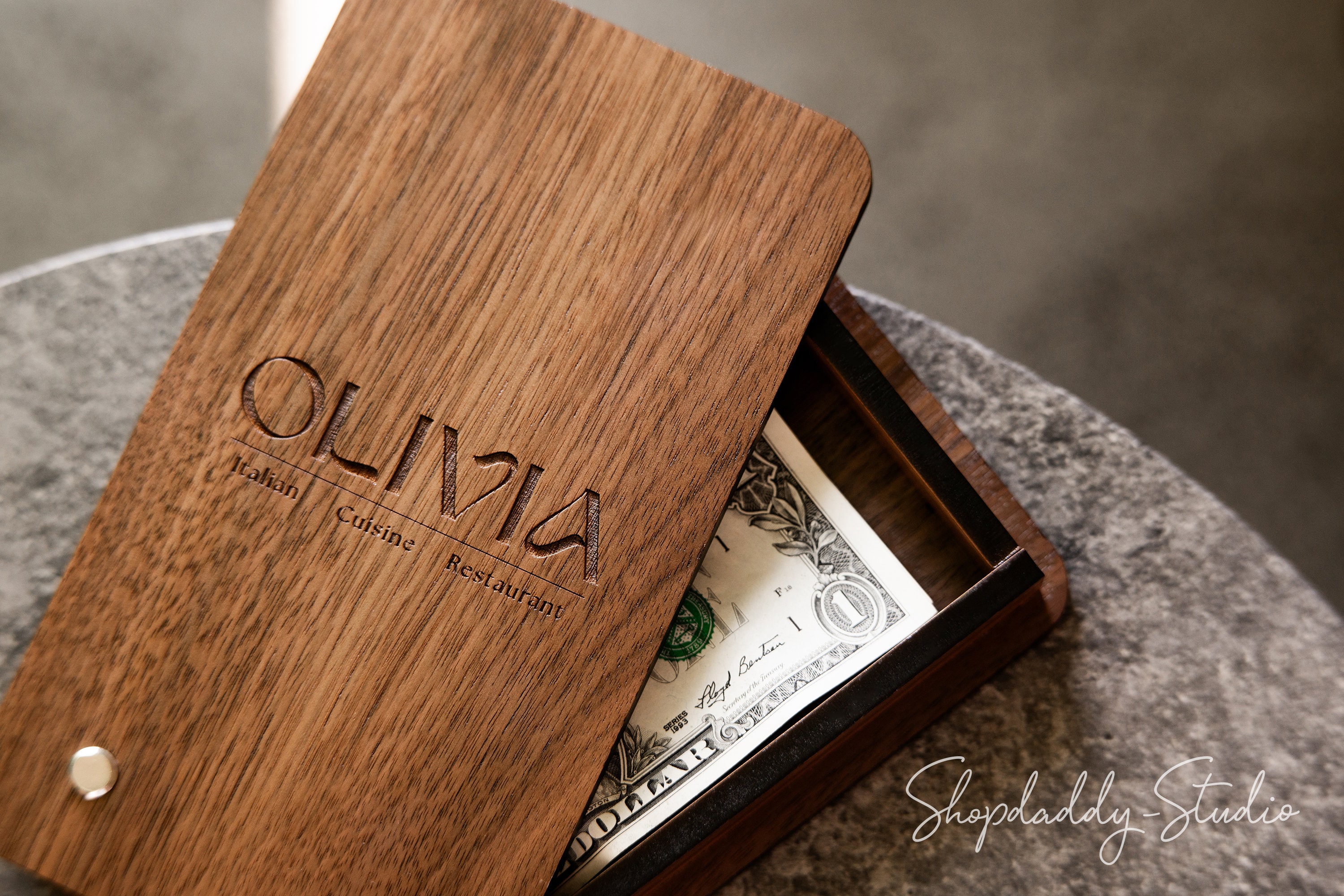 Wooden Check Presenter Box: Custom Bill Holder for Restaurant, Cafe ...