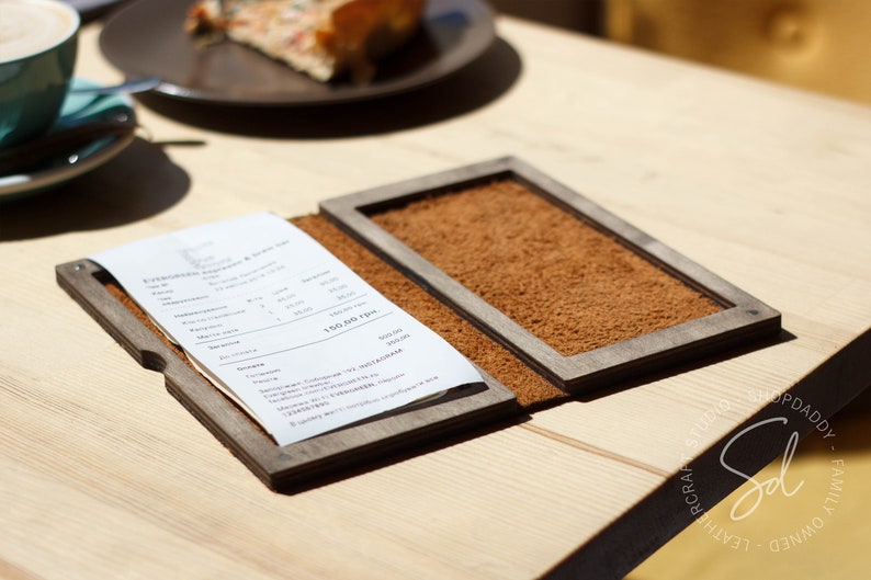 Leather Check Presenter Wooden Box Check Holder Restaurant - Etsy