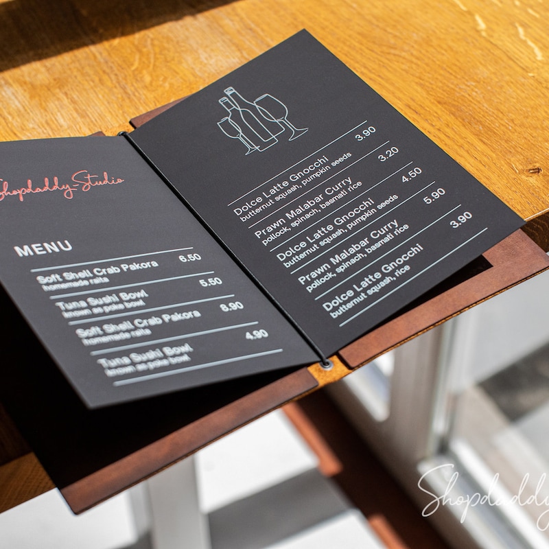 Leather Menu Cover 85x11 - Etsy