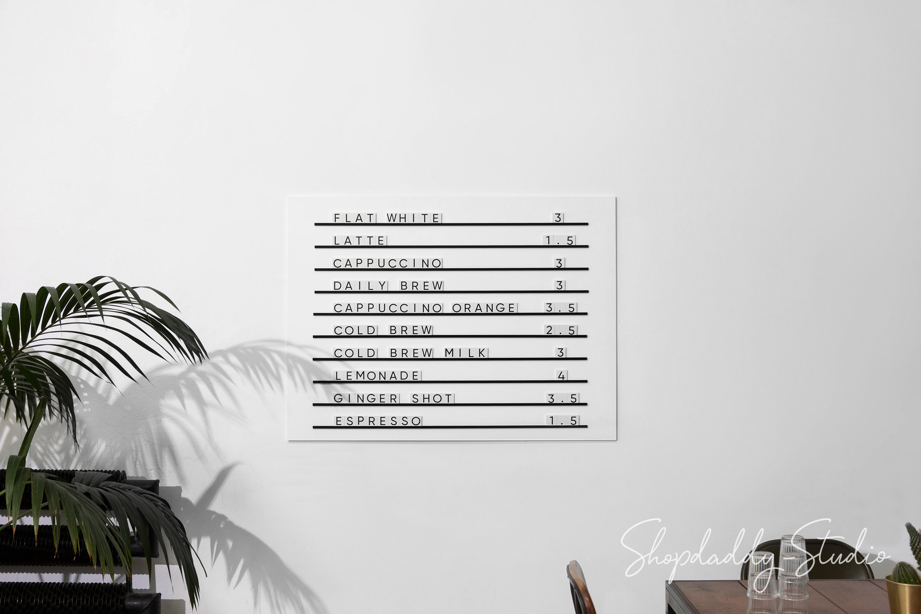 Changeable Wall Menu Board: Letter Board With Black Metal Rails and PVC ...