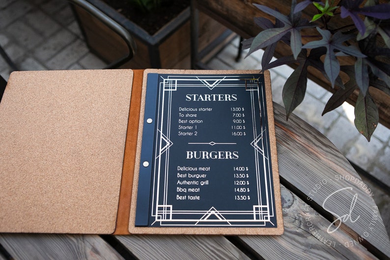 Custom Leather Menu Cover: Restaurant Menu Holder for Food & Drink ...