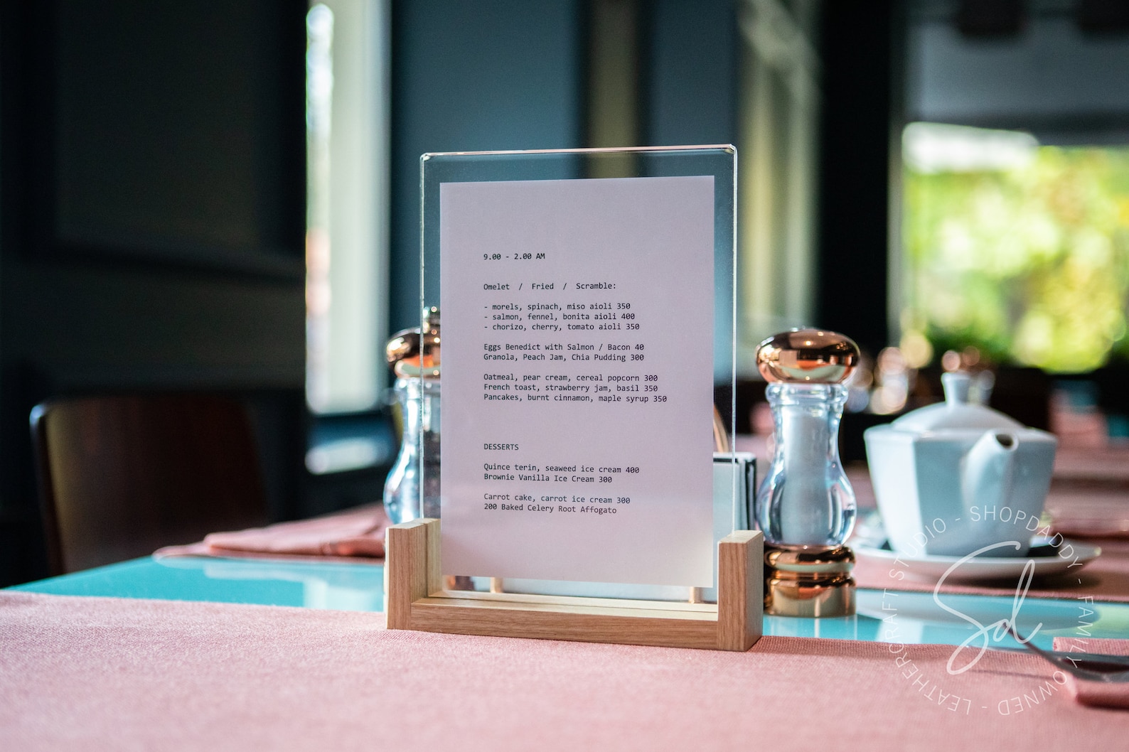 Acrylic Table Menu Holder With Ashwood Stand: Transparent Sign Stand - Etsy