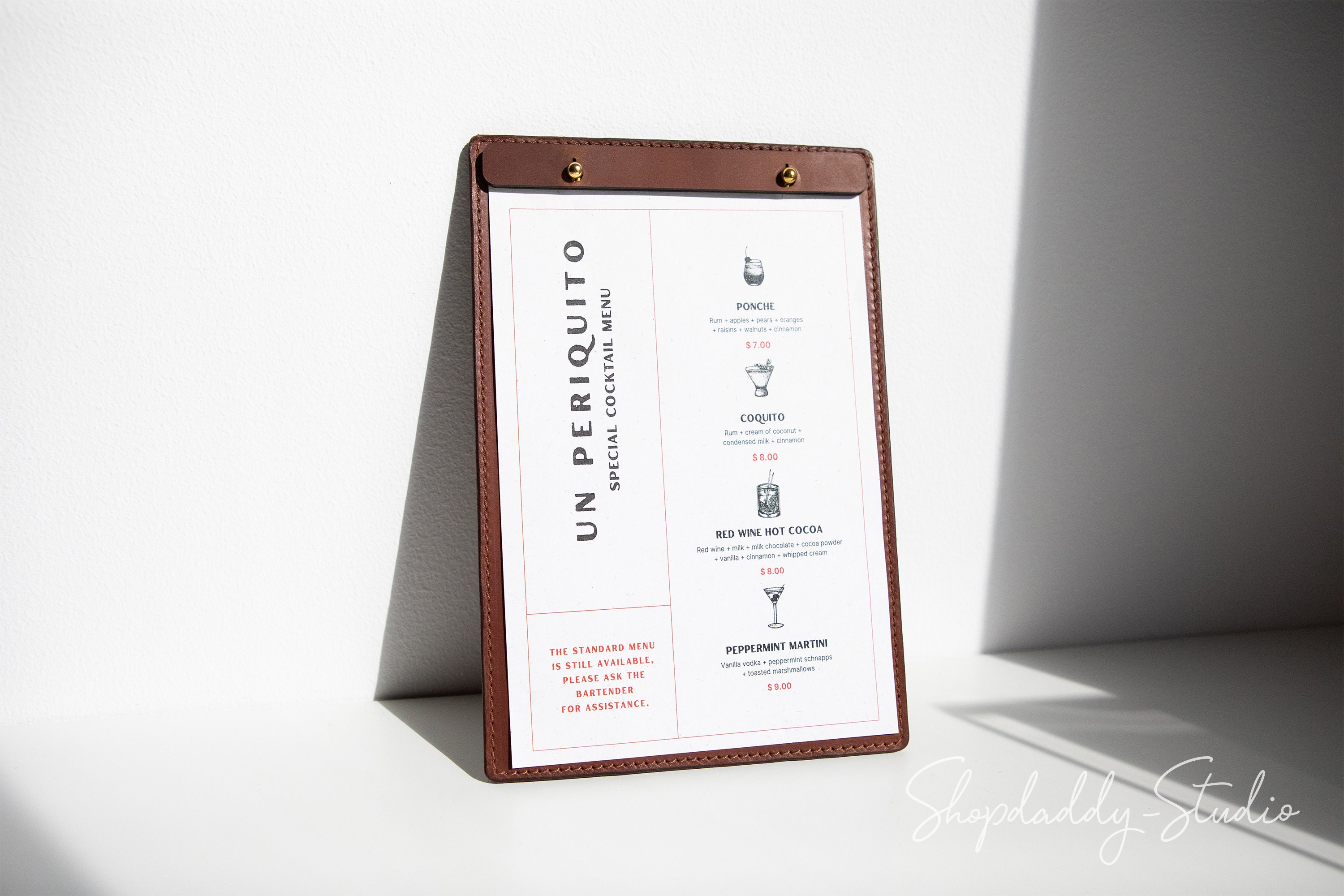 Personalized Leather Menu Holder: Restaurant Menu Clipboard for Food ...