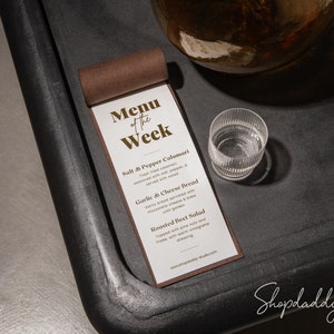 Leather Menu Cover, One Page Menu, Custom Menu Holder, Restaurant Menu ...