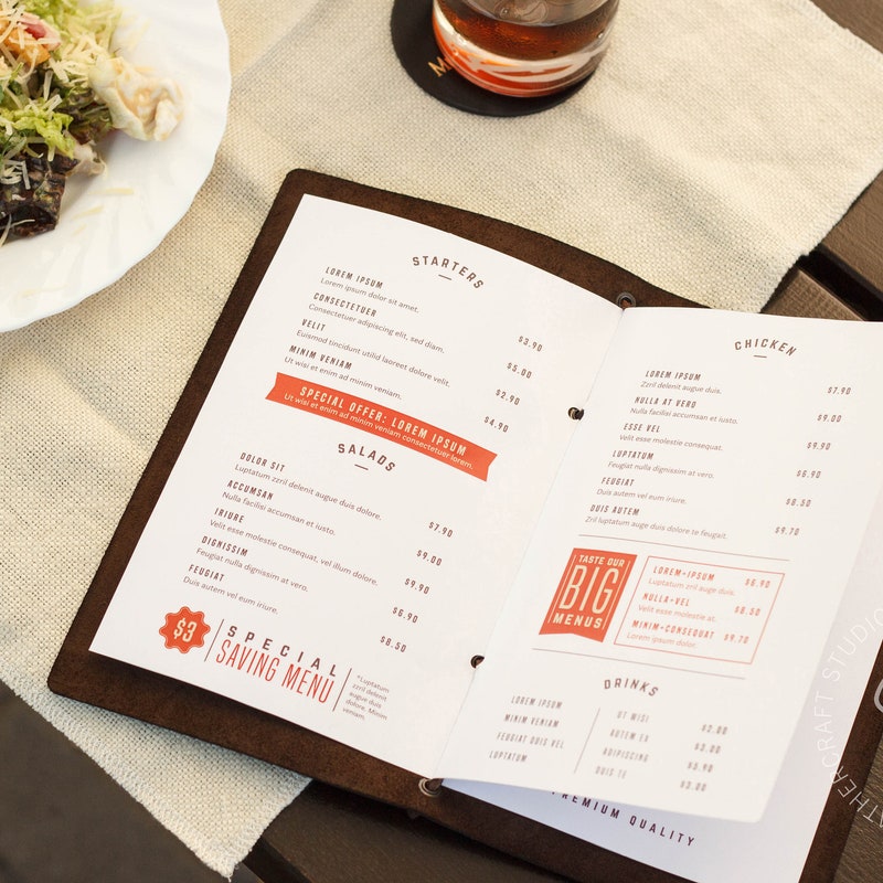 Leather Menu Cover 85x11 - Etsy