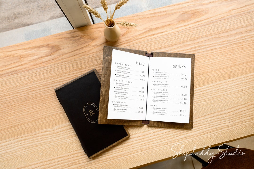 Wooden Menu Cover, Leather Menu Book, Custom Menu Cover Design With ...