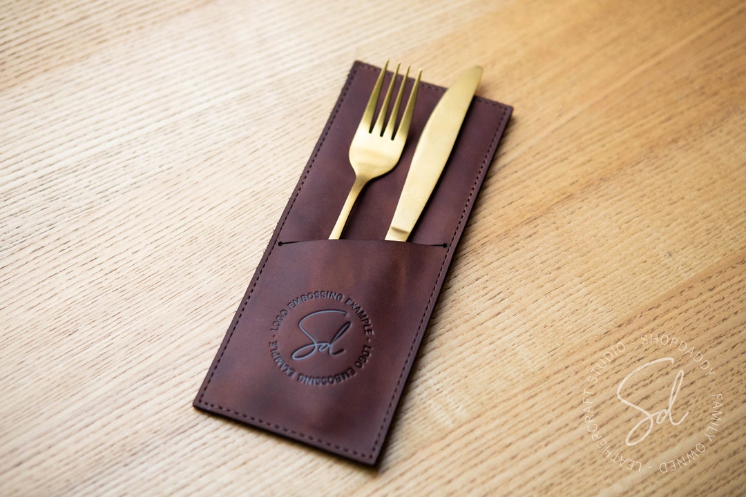 Custom Leather Cutlery Holder: Utensil Holder for Restaurant & Cafe - Etsy