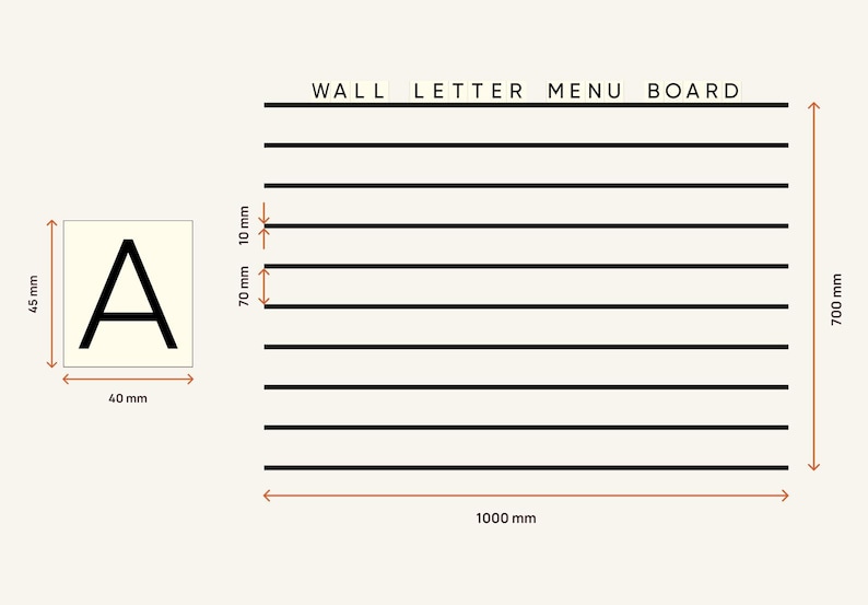 Wall Menu Board With Metal Rails & Changeable PVC Letters - Etsy