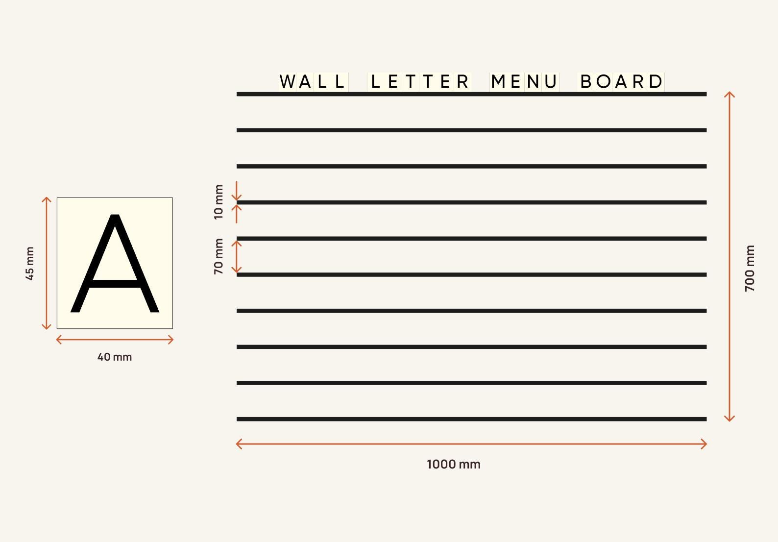 Changeable Wall Menu Board: Letter Board With Black Metal Rails and PVC ...