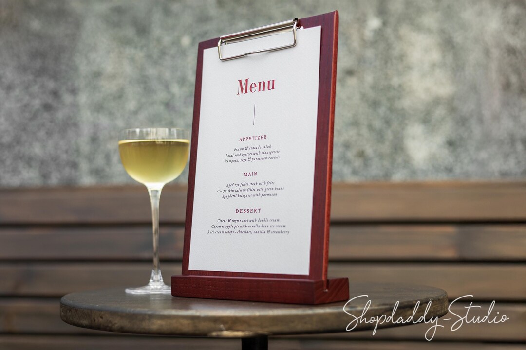 Custom Wooden Menu Holder – Table Sign Stand With Metal Clip - Etsy