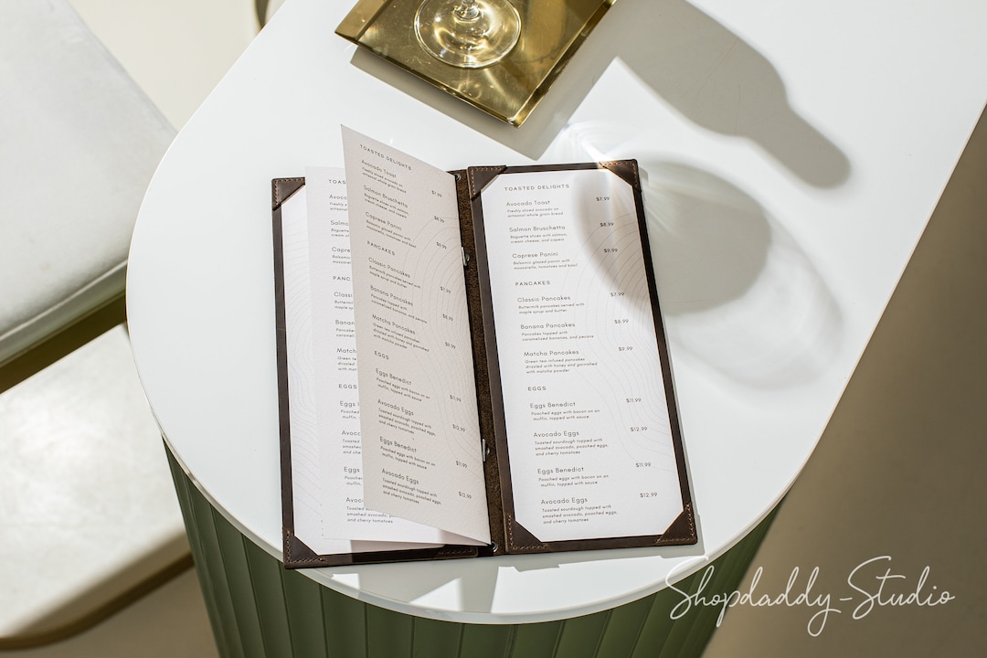 Personalized Leather Menu Cover: Restaurant Menu Folder for Drink ...