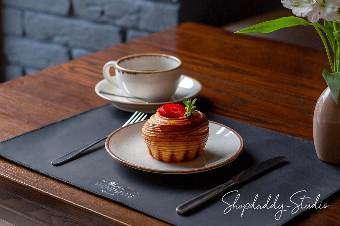 Custom Leather Placemats: Square Dining Table Mat for Cafe & Restaurant ...