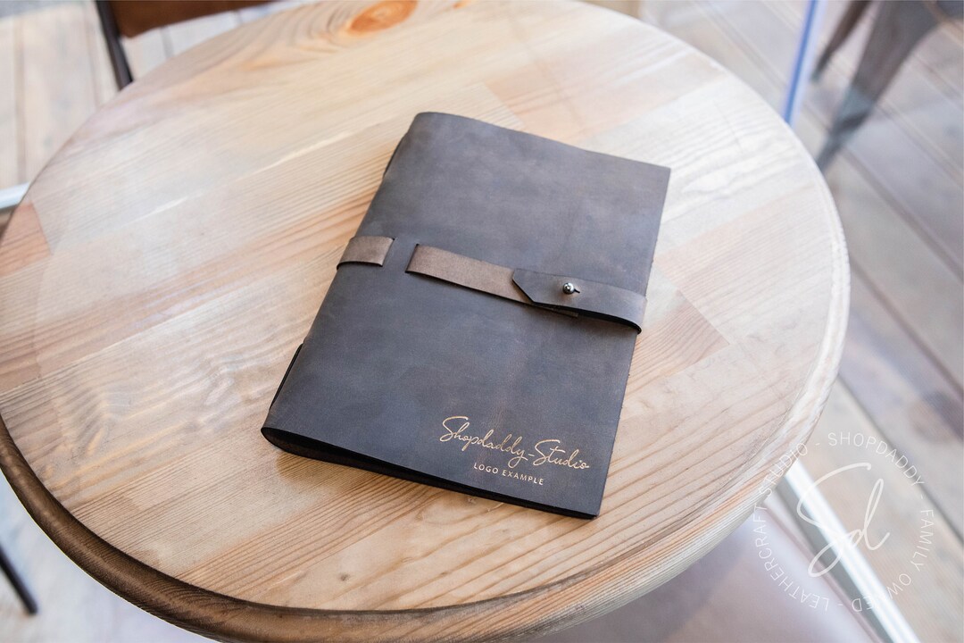 Personalized Leather Menu Cover: Restaurant Menu Folder With Elastic ...