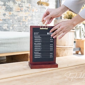 Custom Table Tent for Restaurant, Wooden Table Top Display Stand ...