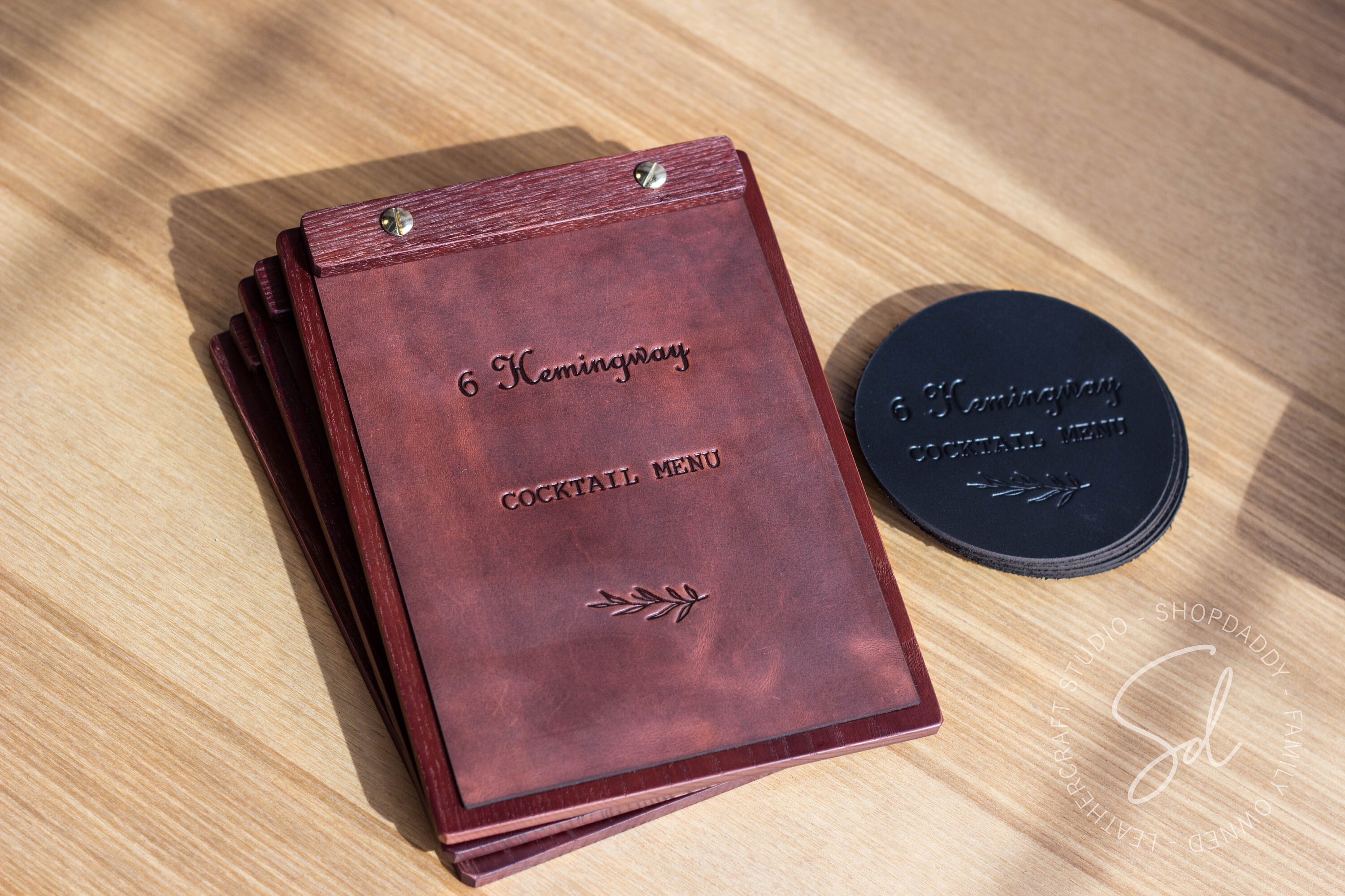 Leather Restaurant Menu Covers Wooden Menu Holder Cafe Bar | Etsy