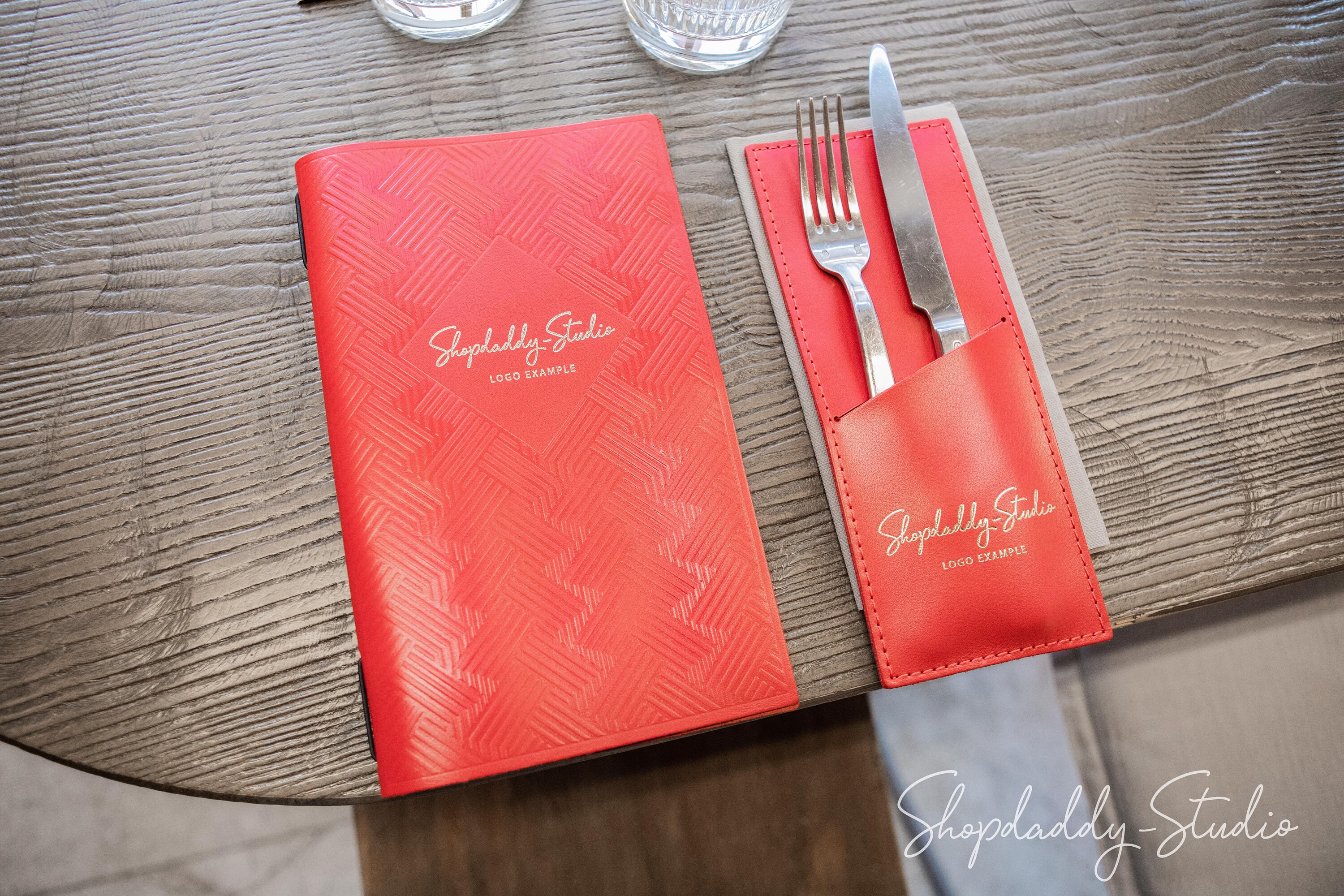 Custom Leather Menu Cover: Restaurant Menu Folio With Elastic Band and ...