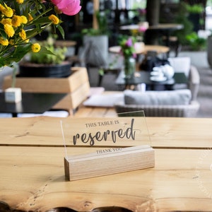Custom Acrylic Reserved Table Sign With Ashwood Stand, Cafe Table Card ...