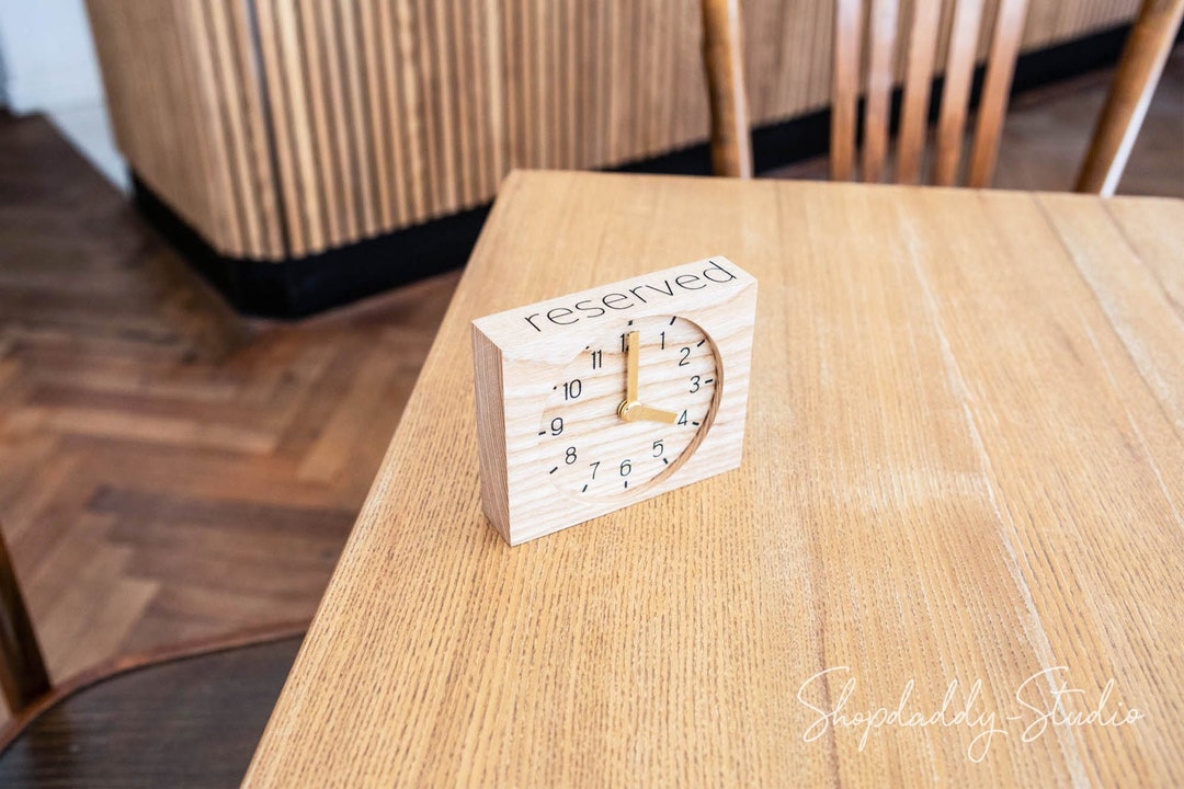 Wood Reserved Sign: Restaurant Time Reserved Display With Clock - Etsy