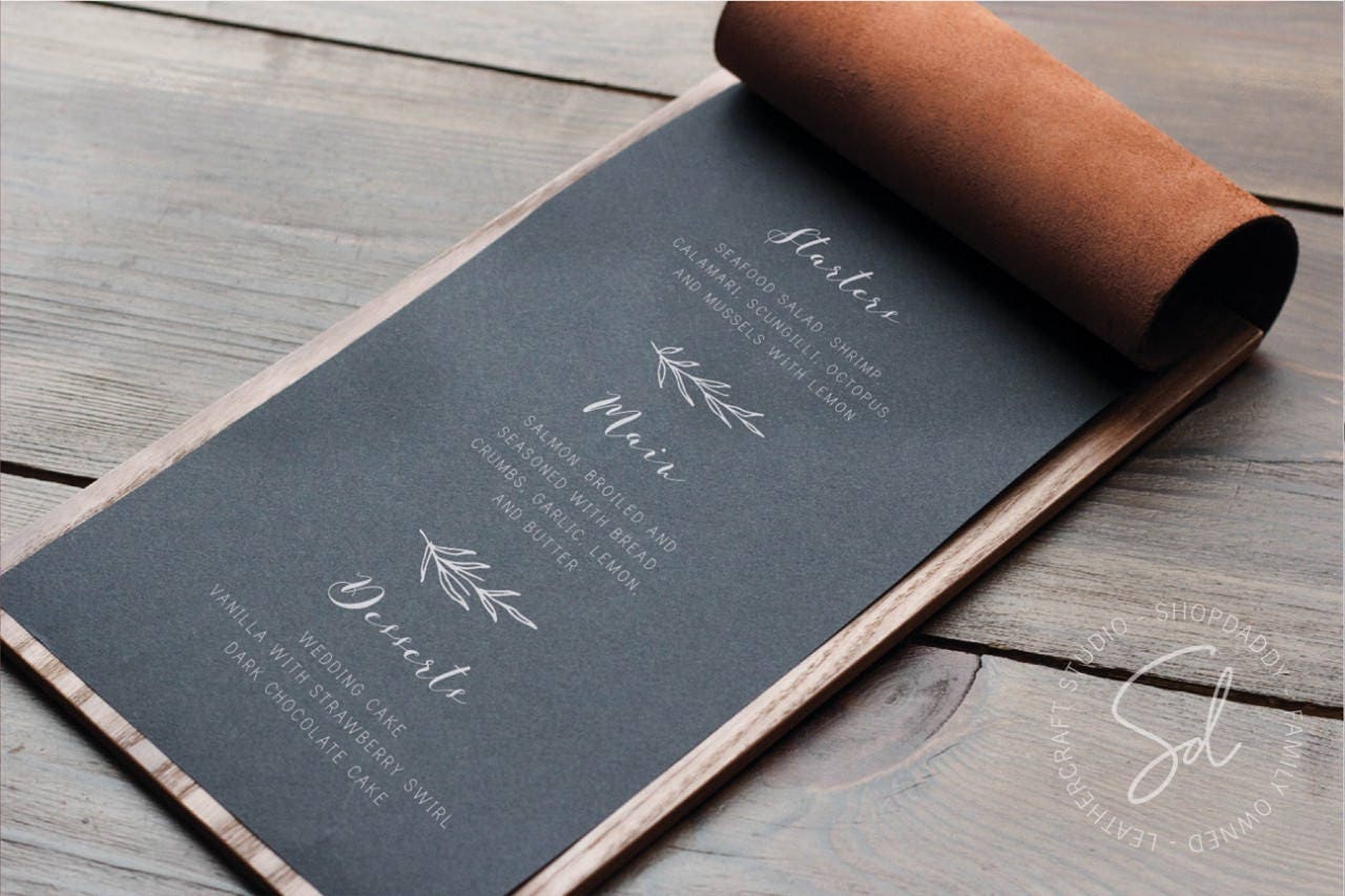 Leather Clip Board Binder Restaurant Menu Covers Wooden Menu | Etsy