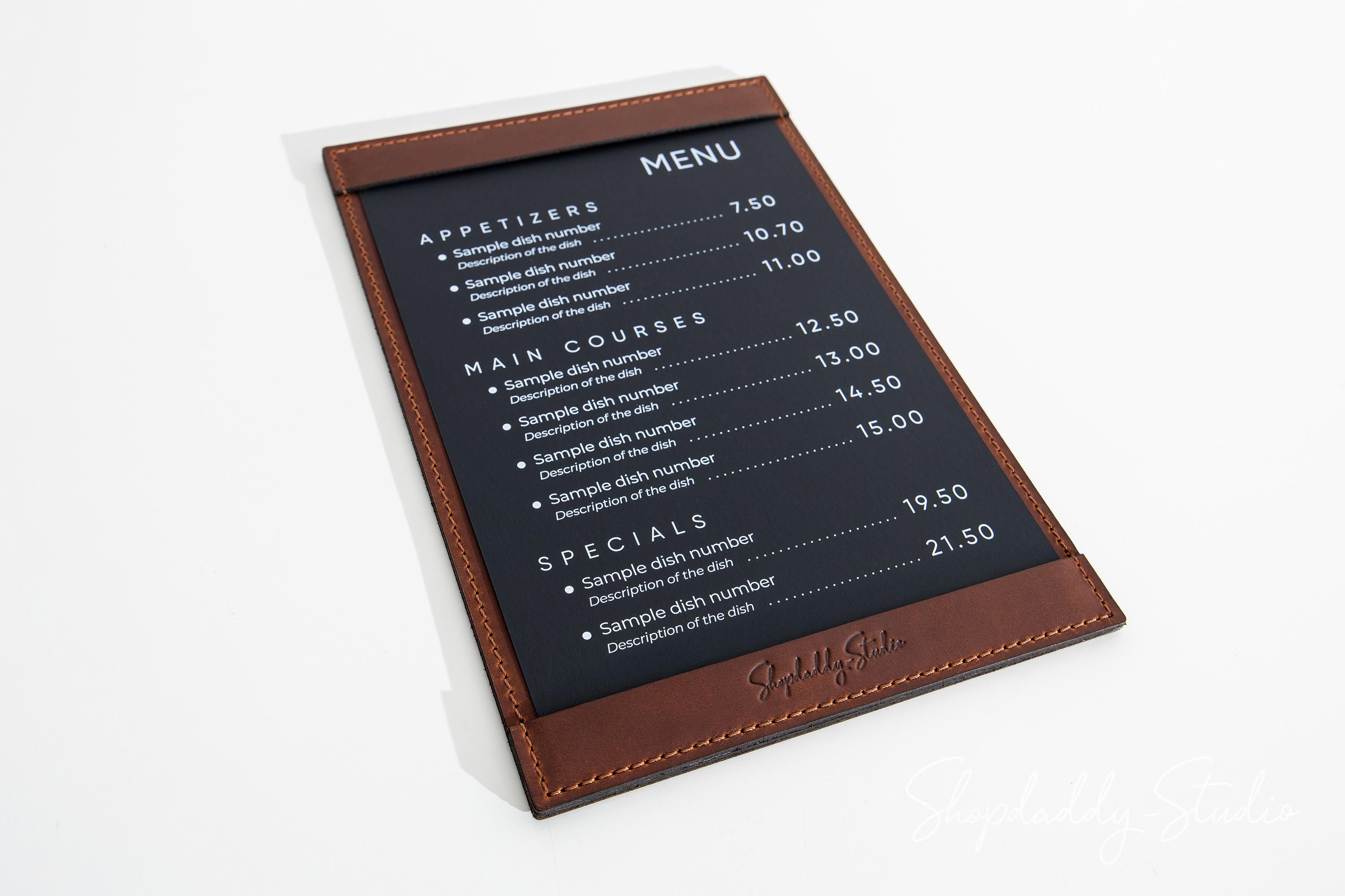 Leather Menu Holder: Custom Sign Holder for Restaurant, Cafe & Bar - Etsy