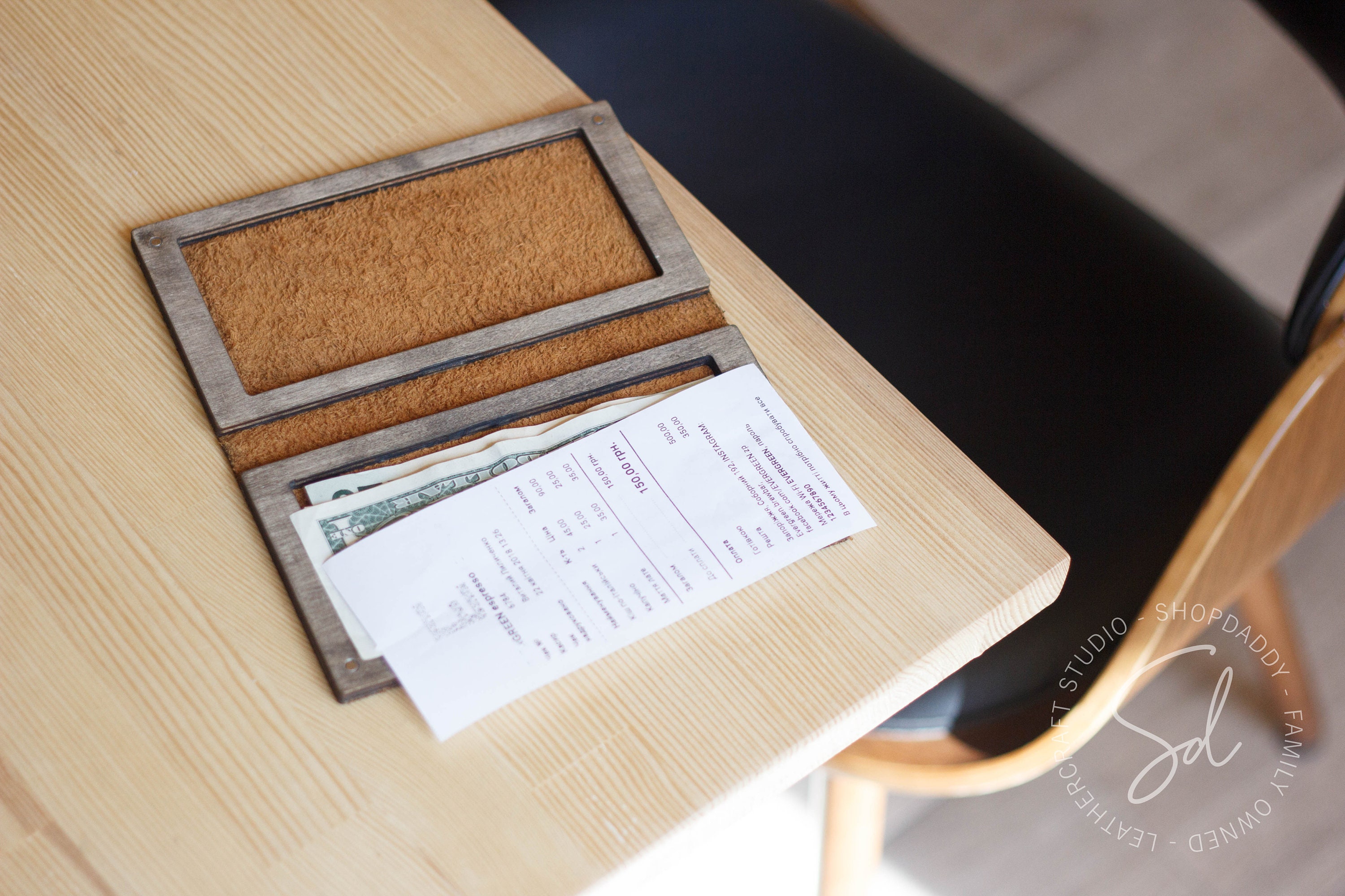 Leather Check Presenter Wooden Box Check Holder Restaurant - Etsy
