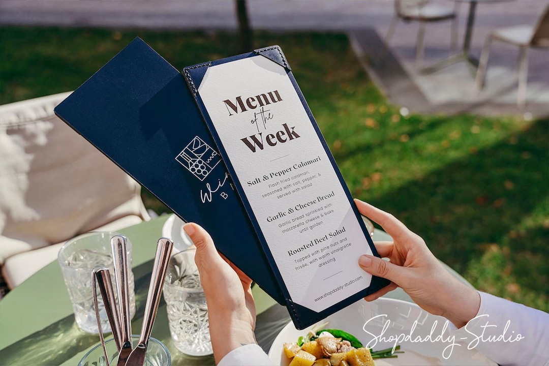 Leather Menu Holder: Custom Menu Case for Drink or Food - Etsy