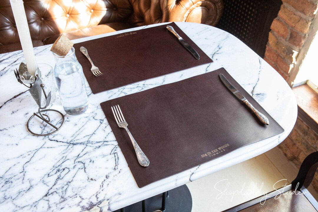 Personalized Leather Placemat: Custom Dining Table Mat, Cafe Bar ...
